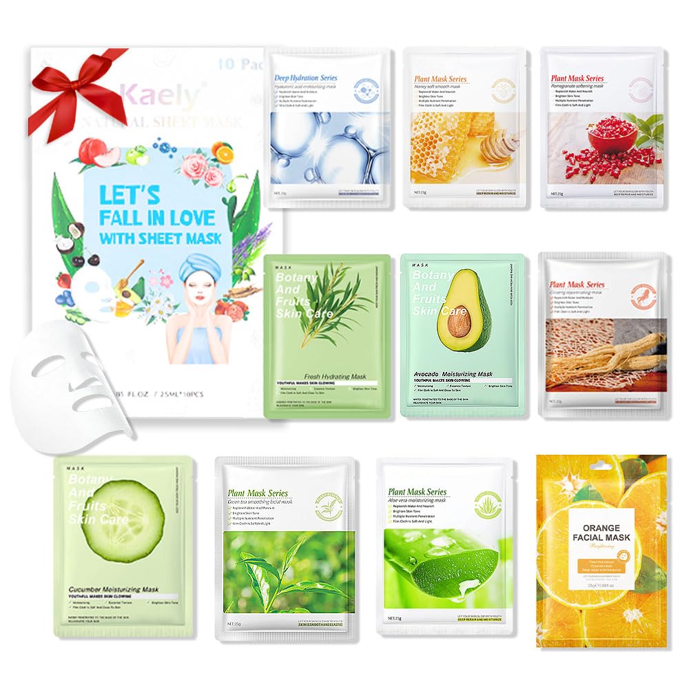 Kaely 10 Pack Variety Sheet Masks,Spa Party Face Masks for Kids Skin C ...